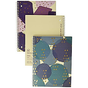 Mead Spiral Notebooks, 1 Subject, College Ruled Paper, 70 Sheets, 10-1/2" x 7-1/2", Shape It Up, Design May Vary, 3 Pack (38191)