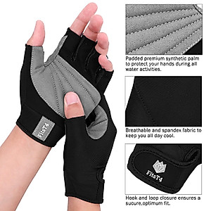 FitsT4 Sports Half Finger Padded Palm Gloves for Diving, Sailing, Jet Skiing, Stand-UP Boarding, Kayaking and Water Skiing, Perfect for Men&Women&Youth