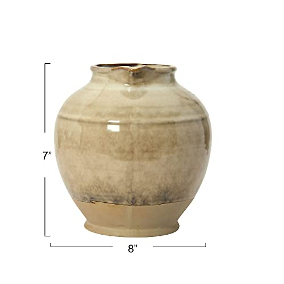 Creative Co-Op Stoneware, Reactive Glaze Pitcher, 8" L x 7" W x 7" H, Greige