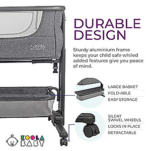 Baby Bassinet, Bedside Sleeper for Baby, Easy Folding Portable Crib with Storage Basket for Newborn, Bedside Bassinet, Comfy Mattress/Travel Bag Included