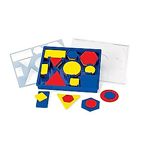 hand2mind Plastic Attribute Blocks Student Kit, Geometry Set, Preschool Learning, Manipulatives for Preschool, Montessori Math, Shapes for Toddlers, Home Schooling Materials Pre-K (Set of 60 Blocks)