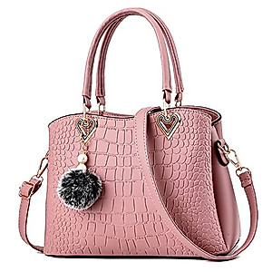 JHVYF Women Purses Handbags Fashion Ladies PU Leather Top Handle Satchel Shoulder Tote Bags #C Pink