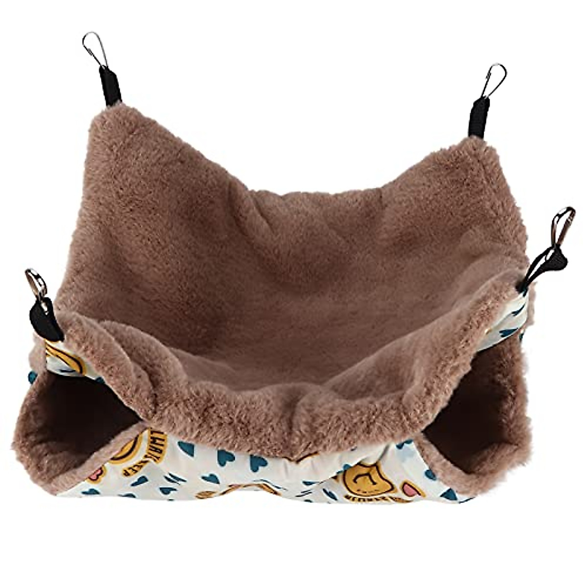 GLOGLOW Double Layer Small Animal Hammocks Small Pet Hanging Hammock Breathable Bunkbed Warm Hammock Polyester Fur, Hamster Warm Hammock for Pet Cage BedsHouses Habitats (S Sun Flower)