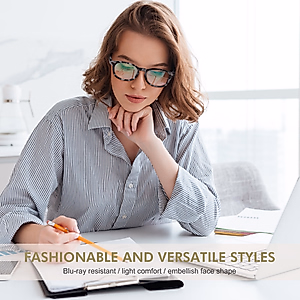 Przene 4 Pack Reading Glasses with Spring Hinge Blue Light Blocking Glasses for Women Men Oval Frame