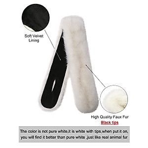 LA CARRIE Women's Faux Fur Collar Scarf Wrap Shawl Cold Winter Warmer(White,XL)