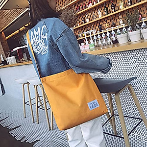 Women's Retro Large Size Canvas Shoulder Bag Hobo Crossbody Handbag Casual Tote (B-yellow)