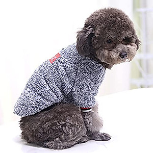 Flannel Classic Pet Puppy Sweater for Small Dogs Winter Warm Dog Clothes Soft Doggie Sweater Fashionable Dog Coat Dog Sweatshirts Dog Pullover Dogs Cats (1 Pack, Grey, S)
