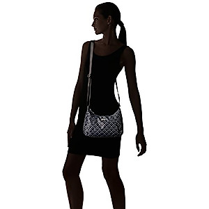 Baggallini Slim Crossbody Hobo, Black Diamond Print