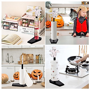 2PCS Bat Paper Towel Holder with Coffin Base-Gothic Home Decor for Halloween-Ghost Halloween Gothic Decor Paper Towel Holder for Countertop Stand (Ghost)