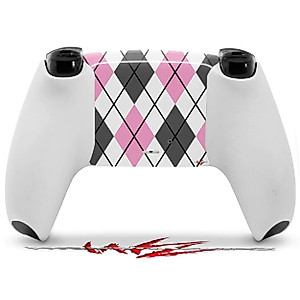 WraptorSkinz Skin Wrap compatible with Sony PS5 DualSense Controller Argyle Pink and Gray (CONTROLLER NOT INCLUDED)