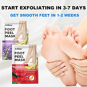 5 Pack Foot Peel Mask, Exfoliator Peel Off Calluses Dead Skin Callus Remover,Foot Mask for Dry Cracked Feet Soft Exfoliating Foot Mask Peel with Lavender and Rose Gel for Men and Women Feet Peeling Mask