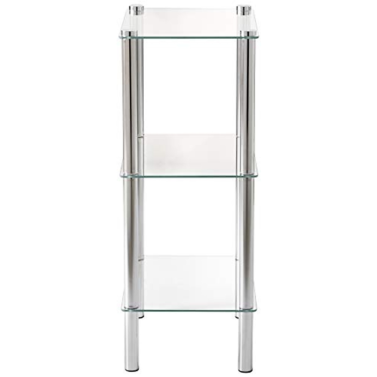 Home Basics 3-Tier Rectangle Shelf Shelving, SIlver Chrome and Glass