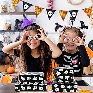 JarThenaAMCS Halloween Wrapping Paper -Mini Roll- 17in x 32.8Ft Spooky Ghost Gift Wrap Paper for Halloween Birthday Party Wrapping Supplies