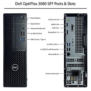 Dell OptiPlex 3080 SFF Small Form Factor Desktop Computer - 10th Gen Intel Core i5-10500 6-Core up to 4.50 GHz CPU, 8GB DDR4 Memory, 256GB SSD + 4TB HDD, Intel UHD Graphics 630, DVD Writer, Win10 Pro