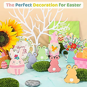 15Pcs Easter Tiered Tray Decor, Lucomb Easter Decorations Happy Easter Wood Signs Truck Full of Eggs, Farmhouse Signs Carrot Egg Bunny Decor for Easter Day Home Farmhouse Rustic Spring Decorations