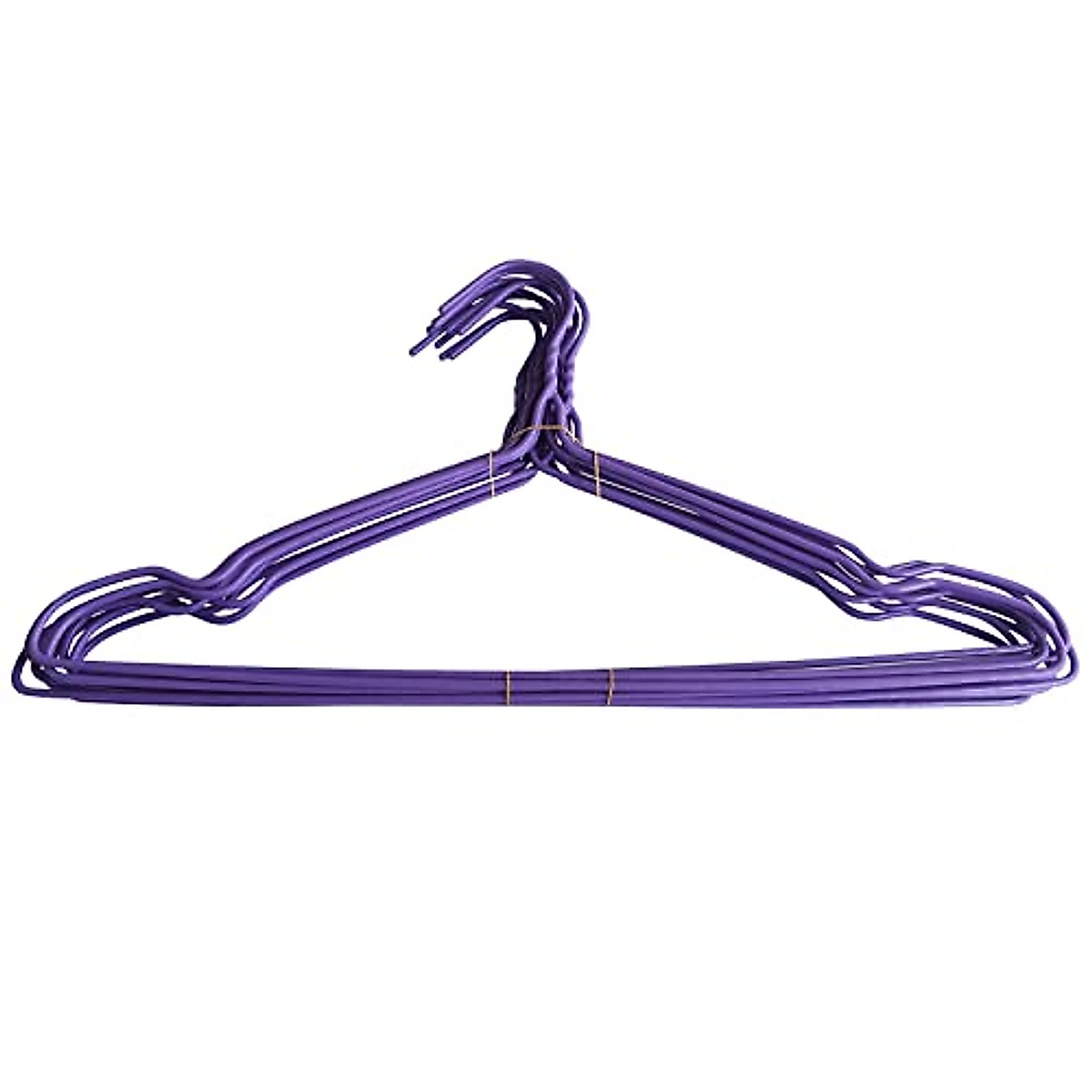 Decohomeforu 10 Pack Purple Wire Clothes Hangers, Heavy Duty Durable Coat Hangers, Lightweight Slim Space Saving Laundry Hangers, Non Slip Wardrobe Clothing Hangers, Suit Shirt Dress Trouser Hangers