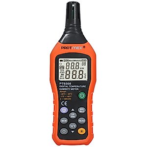 Protmex PT6508 Temperature Humidity Meter, Digital Thermometer Hygrometer Monitor with Ambient, Dew Point, Wet Bulb for Indoor/Outdoor MIN, MAX, Data Hold, LCD Backlight
