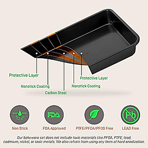 NutriChef Kitchen Oven Baking Pans Carbon Steel with Non-stick Black Coating Inside & Outside, Commercial Grade Restaurant Quality Metal Bakeware, Dishwasher Safe NCBK6BK, One Size