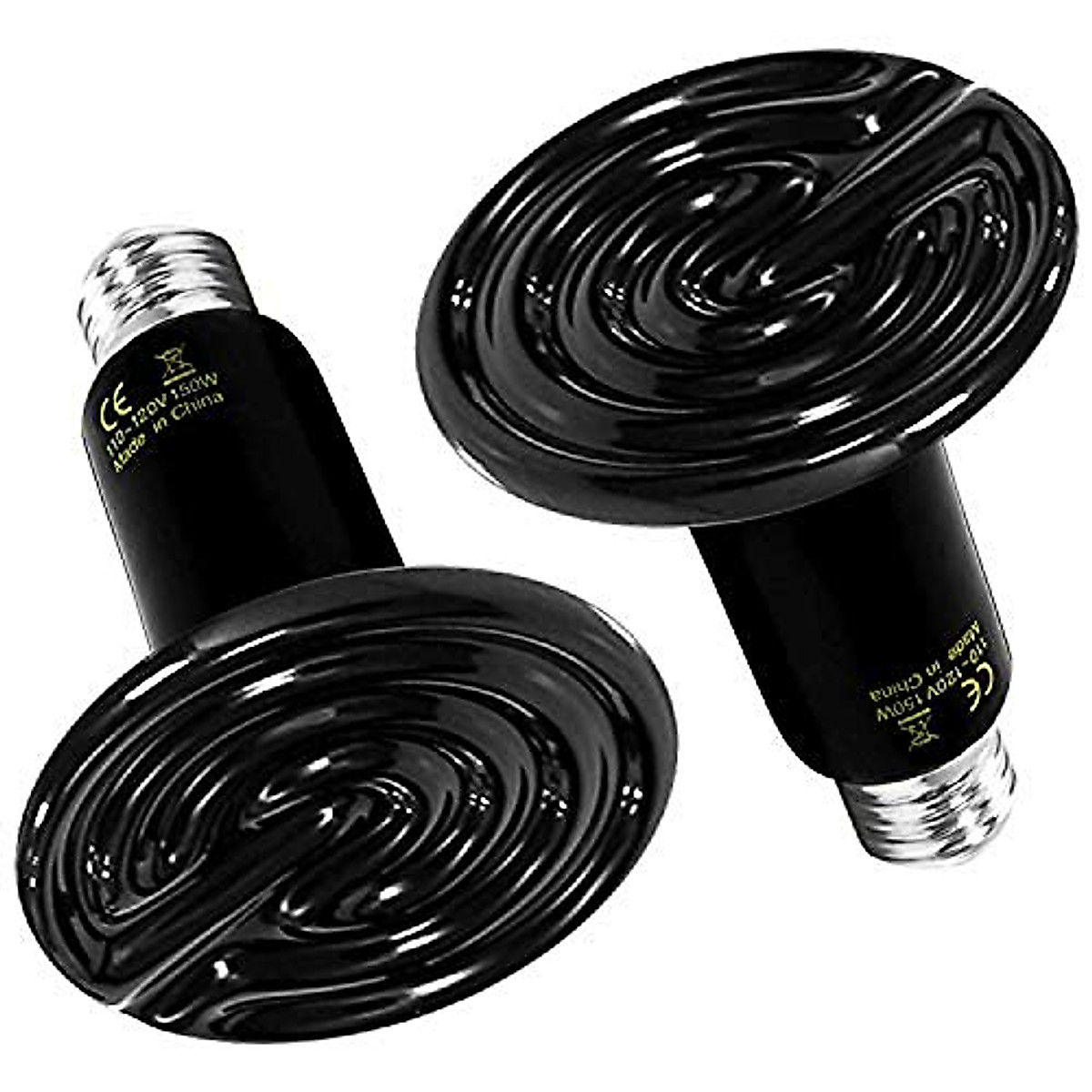 Simple Deluxe 150W 2-Pack Ceramic Heat Emitter Reptile Heat Lamp Bulb No Light Emitting Brooder Coop Heater for Amphibian Pet & Incubating Chicken