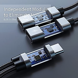 LecLooc USB C Splitter, Dual USB C Headphone and Charger Adapter with 60W Fast Charge Fit with Pixel 7 6 Pro 5 4XL 3 2XL,Galaxy S23 S22 Ultra S21 S20 Ultra/S21,Note 20/10 Ultra,iPad/MacBook Pro