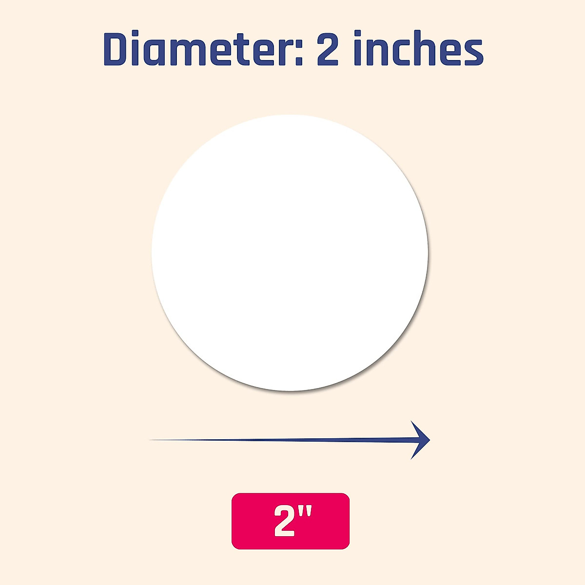 2" Round Matte White Sticker Label, Laser/Inkjet Printing - Letter Size, 30 Sheets