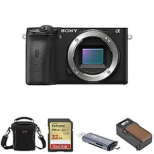 Sony Alpha a6600 Camera Body, Bundle with 32GB Memory Card & Reader, Extra Battery & Charger, Carrying Case