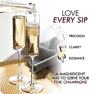 ELIXIR GLASSWARE Champagne Flutes, Edge Champagne Glass Set of 4 - Modern & Elegant for Women, Men, Wedding, Anniversary, Christmas, Birthday - 6oz, Premium Crystal