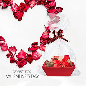 Upper Midland Products [5PK Large Red Baskets For Gifts Empty To Fill| Bulk Gift Basket Kit- 10x12” Big Red Basket | 5 Cellophane Bags | 5 Pack Red Pull Bows