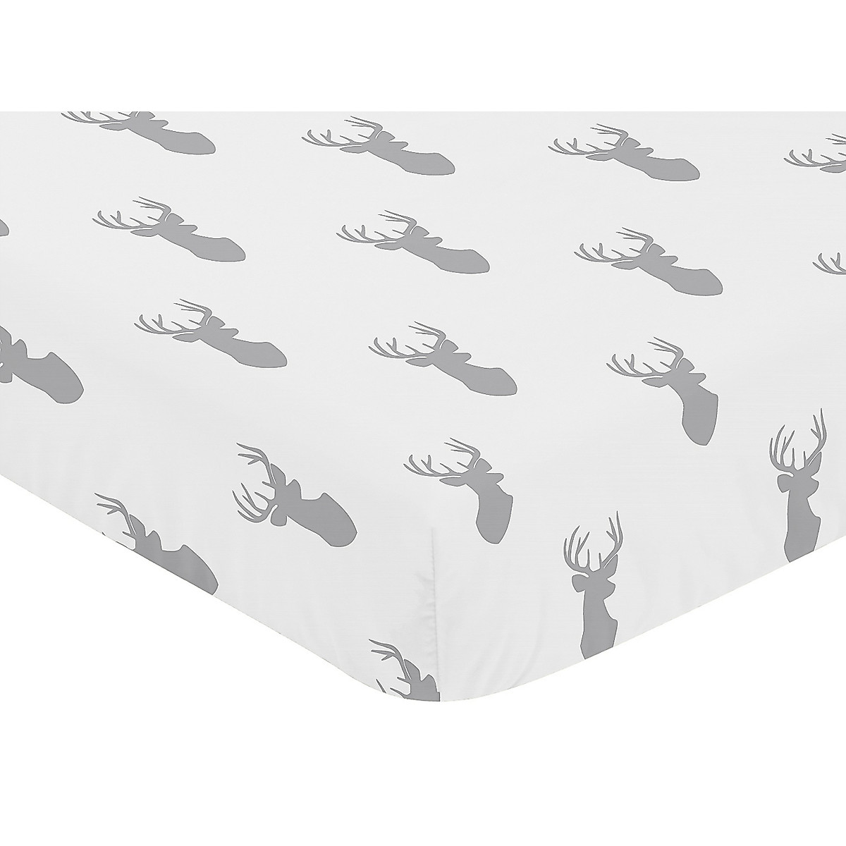 Sweet Jojo Designs Grey Woodland Deer Boy Fitted Crib Sheet Baby or Toddler Bed Nursery Photo Op - Gray and White Stag