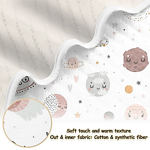 Galaxy Space Planets Cotton Baby Blanket 30" x 40" Warm Soft Breathable Muslin Swaddle Blankets for Toddler Boys Girls Nursery Receiving Wraps