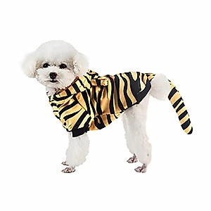 NIULA Dog Tiger Halloween Costume Pet Cosplay Tiger Clothes Cat Hoodie Coat Dogs Warm Apparel and Pet Winter Clothes(M)