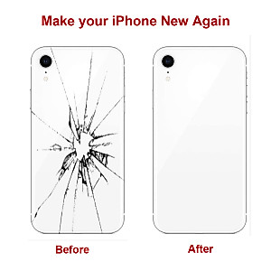 Perzework OEM Rear Back Glass Replacement for iPhone XR with Reparing Toolkit and Pre-Installed Adhesive White