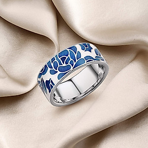 Santuzza Lotus Ring 925 Sterling Silver Enamel Flower Pattern Ring for Women (6)