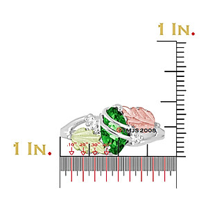 Marquise Synthetic Emerald May Birthstone Wrap Ring, Sterling Silver, 12k Green and Rose Black Hills Gold Size 9.25