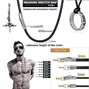 Findout 2mm black Waterproof Braided Leather Necklace Wax Rope Chain For Men, Waterproof Braided Leather, No Gemstone
