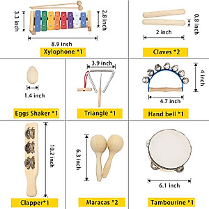 MUSICUBE Musical Instrument Set for Toddler Baby Kid Wooden Percussion Instrument Musical Toys Xylophone Maracas Egg Shaker Tambourine Triangle Instrument for Boys Girls Aged 3+ Choice