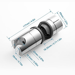 OFFO Shower Head Holder for Slide Bar Adjustable 0.71-1.00 in(18-25mm) O.D, Adjustable Holder for Slide Bar Slider Clamp Bathroom Replacement, 360 Degree Rotation Sprayer Holder, Chrome Plated