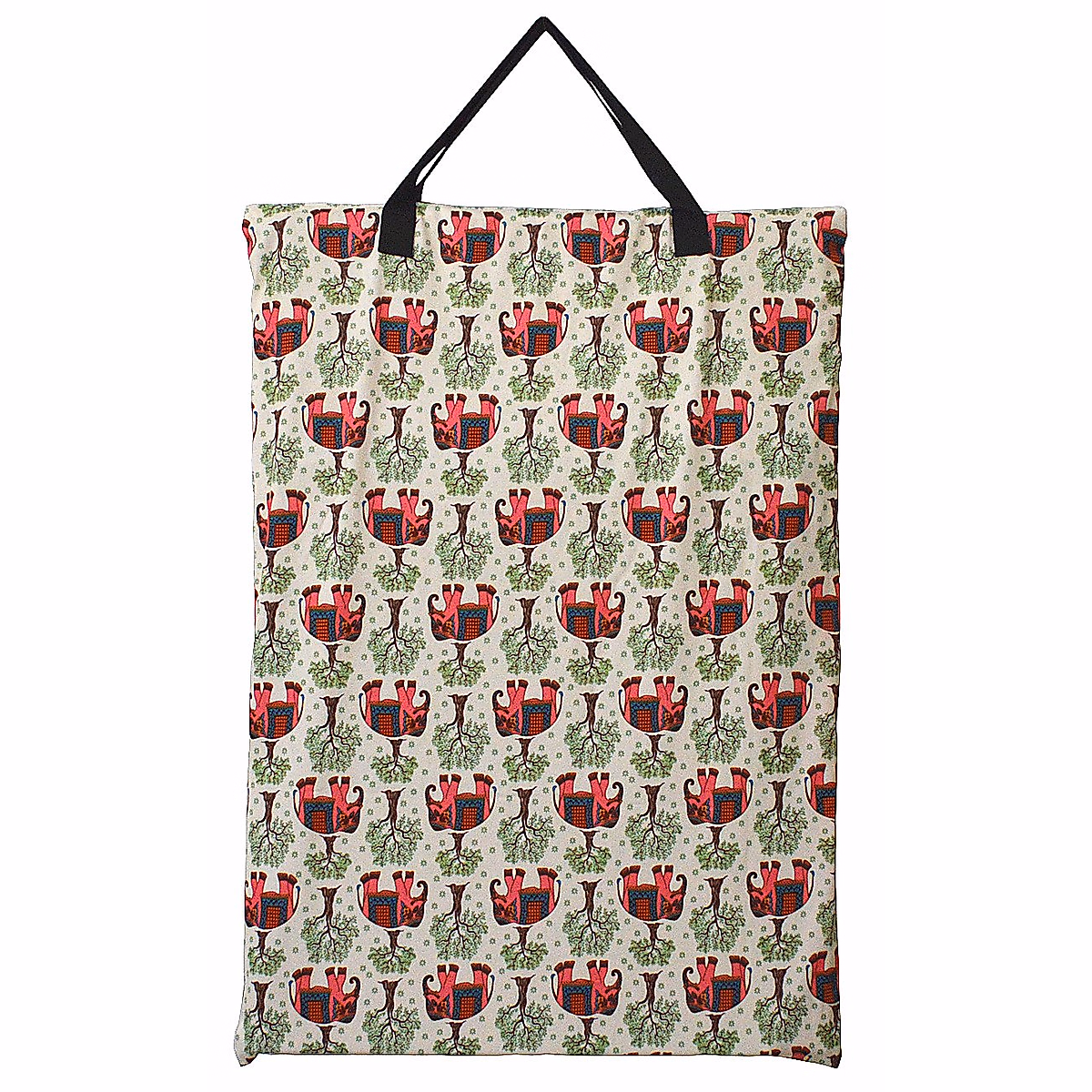 Large Hanging Wet/Dry Cloth Diaper Pail Bag for Reusable Diapers or Laundry (Red Elephant)