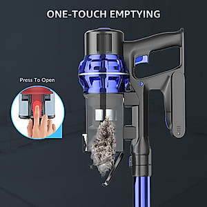 FirstLove Cordless Vacuum Cleaner - High Suction Stick with Up to 45 Mins Runtime, Removable Rechargeable Battery, 6 in 1 Lightweight for Carpet and Hard Floor Pet Hair, Navy, (E17)