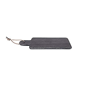 Rectangular Black Marble Cutting Board with Leather Strap