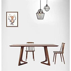 NIUYAO Rectangle Solid Wood Dining Table, Classic Pine Tabletop with Double Pedestal Base Simple Modern Long Meeting Table -Brown 55" L x 27.5" W x 29.5" H