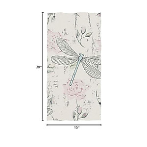 senya Grungy Floral Dragonflies Hand Towel Ultra Soft Luxury Towels for Bathroom 30"x15"
