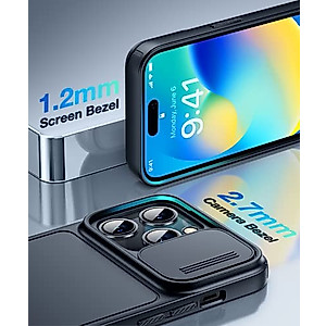 Simtect Designed for iPhone 14 Pro Max Case with Sliding Camera Cover, Shockproof & Military-Grade Protective Silicone Phone Case for iPhone 14 Pro Max 6.7 inch - Black