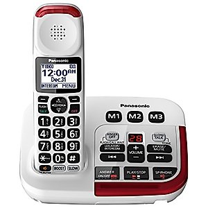 Panasonic Amplified Cordless Phone KX-TGM420W with Enhanced Noise Reduction and Digital Answering Machine - 1 Handset (White)