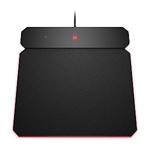 OMEN by HP Outpost Gaming Mouse Pad with Qi Wireless Charging, Custom RGB, and USB-A 2.0 Port, (6CM14AA), Black (6CM14AA#ABL)