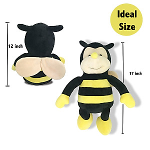 Garden Buzz Cuties Nana The Bee with Smile Face and Yellow Wings Plush Bumblebee Stuffed Animal Shaped Soft Bug Insect Toy Plushie Present