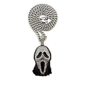 Iced Scream Face Pendant 5mm/18,20",24",30" Stainless Steel Cuban Chain Fashion Necklace SRC9 (20")