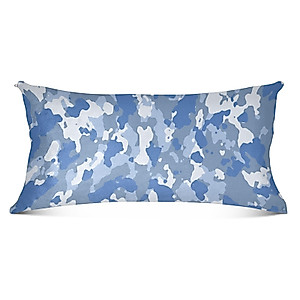 Blue Navy Camo Pillowcase for Hair and Skin Body Pillow Cover Long Body Pillow Pillowcase 20"X 54" Plush Pillow Case with Zipper for Men