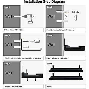 Pine Natural Wood Floating Shelves With Lip, 24 Inches Long Reclaimed Wood Floating Shelves For Wall Storage, Set Of 2 DIY U-Shaped Wooden Floating Shelf for Living Room, Bedroom, Kitchen, Black.