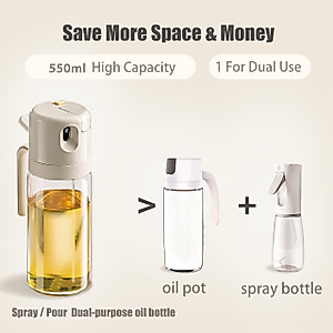 MDZF SWEET HOME 2 in 1 Olive Oil Dispenser and Oil Sprayer Bottle,18oz Oil Dispenser Bottle for Kitchen,Oil Sprayer for Cooking, Kitchen, Salad, Barbecue